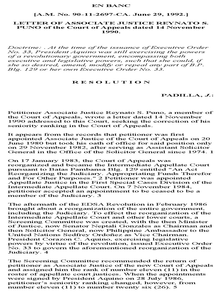 15 in Re Letter of Associate Justice Puno 210 SCRA 589 598 (1992) | PDF ...