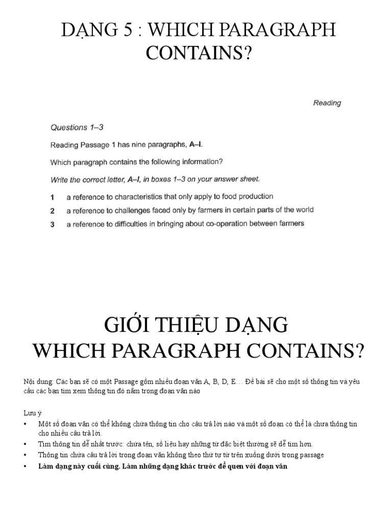 Slide Bai Giang Which Paragraph Contains | PDF