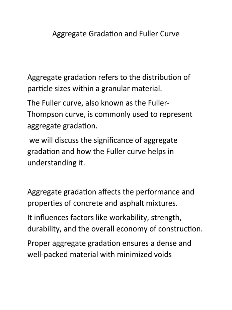 Aggregate Gradation and Fuller Curve | PDF
