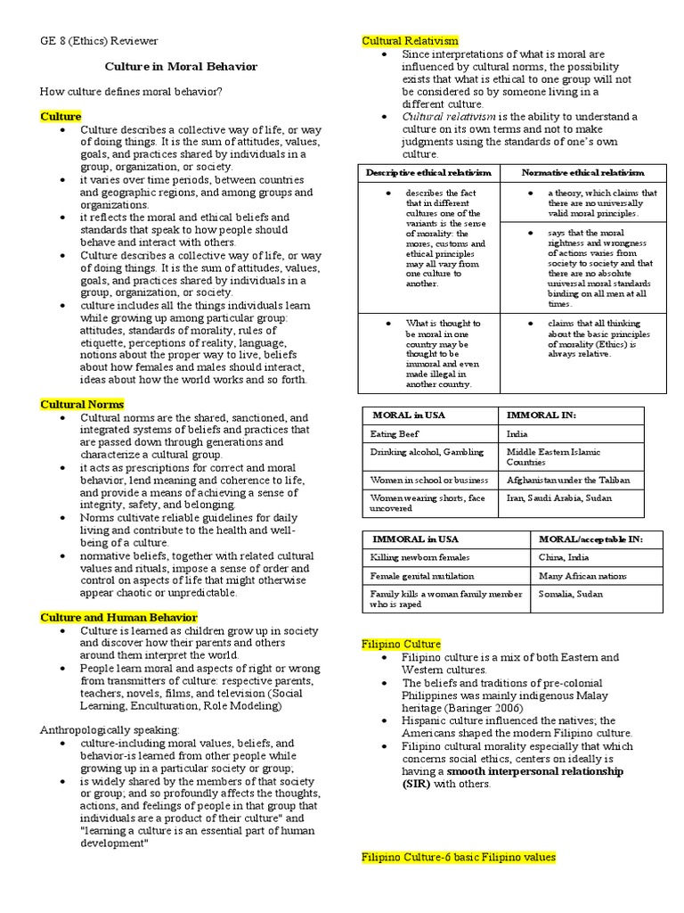 GE 8 Reviewer | PDF | Morality | Free Will