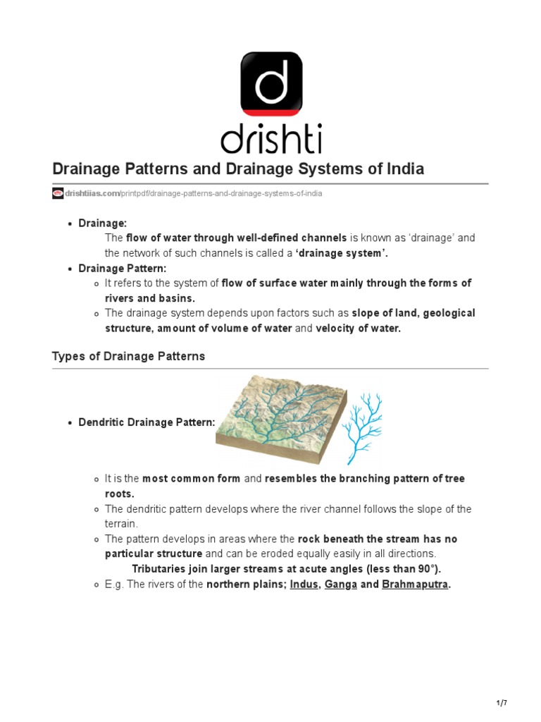Drainage Patterns and Drainage Systems of India | PDF