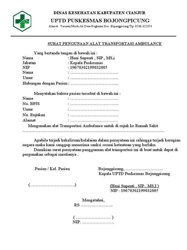 FILE SURAT RUJUKAN AMBULANCE | PDF