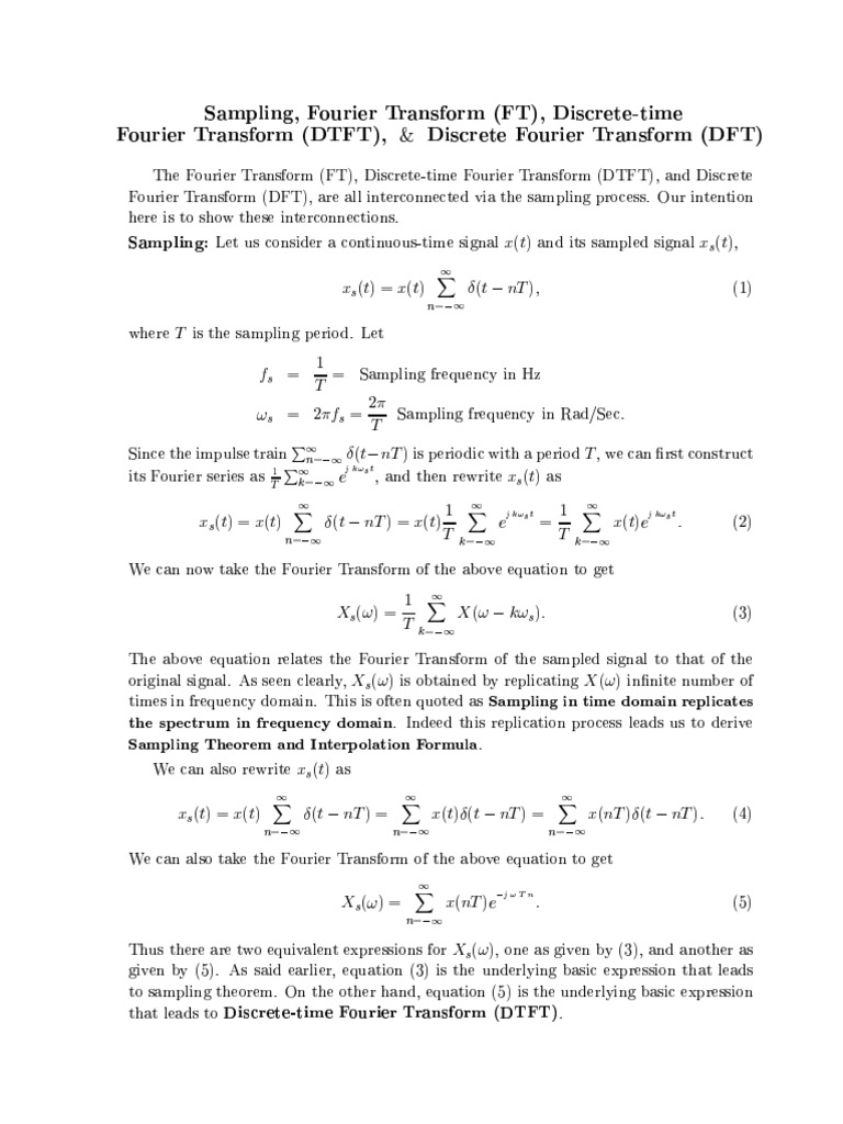 FT DTFT DFT | PDF FT DTFT DFT | PDF