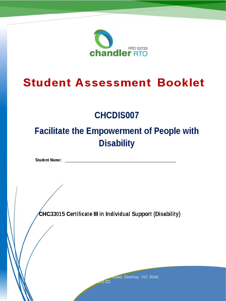 CHCDIS007 Facilitate The Empowerment of People With Disability SAB V3.4 ...