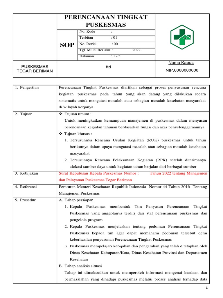 3 Sop Perencanaan TP | PDF