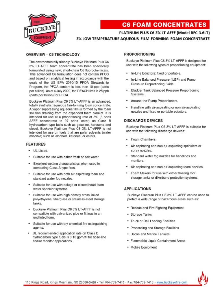 BFC 36LT Platinum Plus C6 3 LT AFFF Concentrate Data Sheet JD ...