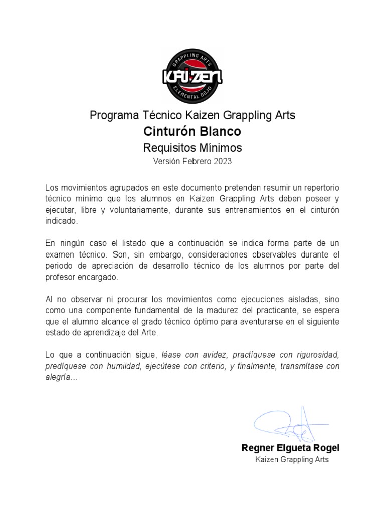 Programa Técnico Kaizen Jiu Jitsu Pdf
