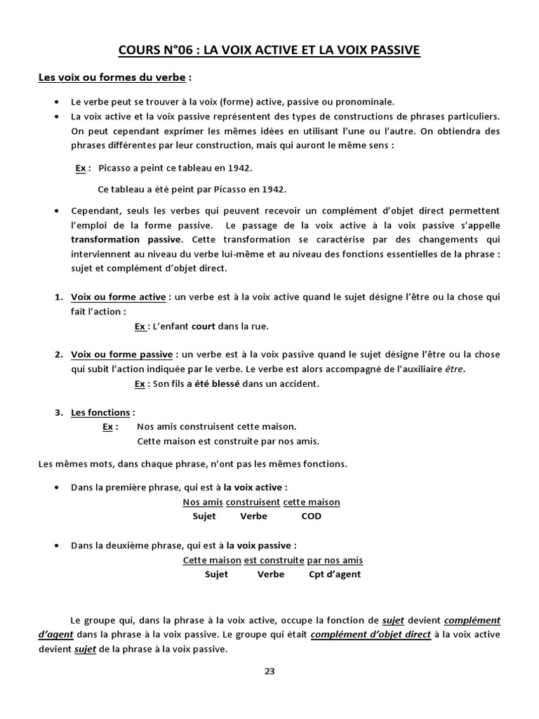 La Voix Active Et La Voix Passive | PDF | Arts du langage et discipline