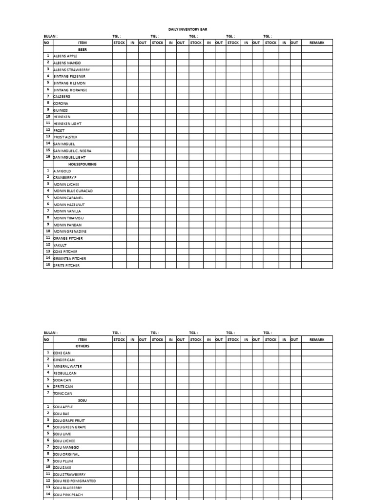 Daily Inventory Lt. 1 New | PDF