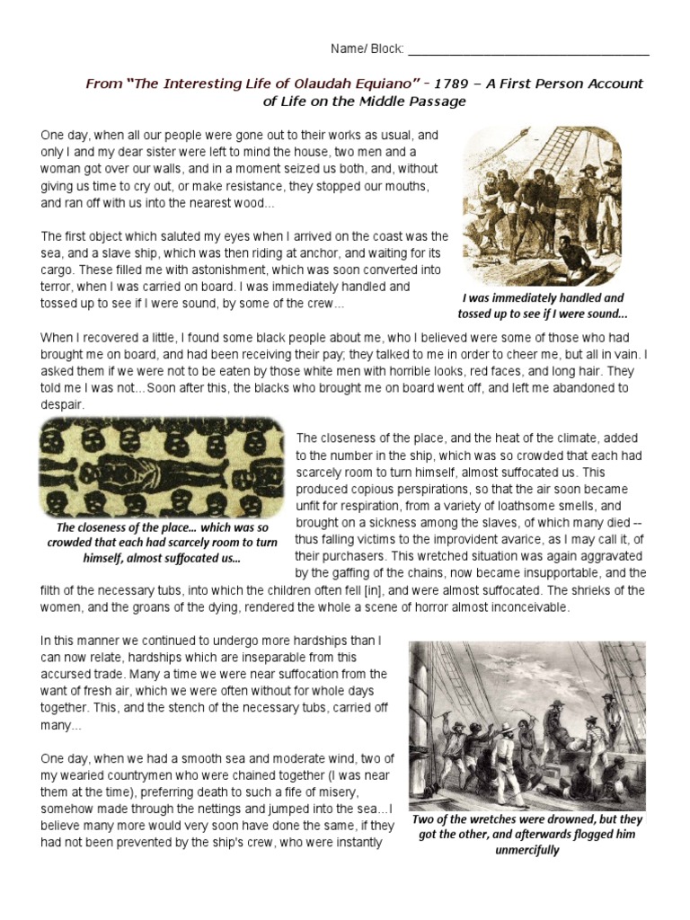 From "The Interesting Life of Olaudah Equiano" | PDF | Atlantic Slave ...