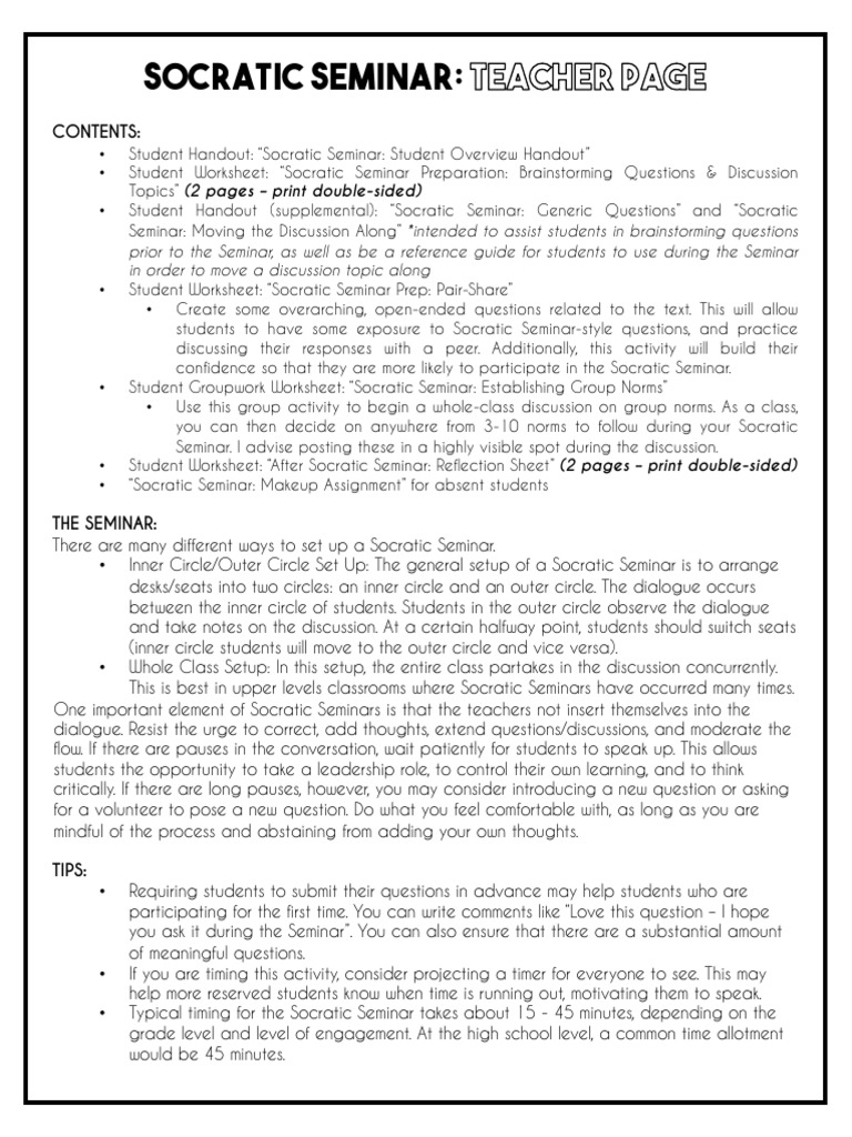 Socratic Seminar:: Contents | Download Free PDF | Cognition | Human ...