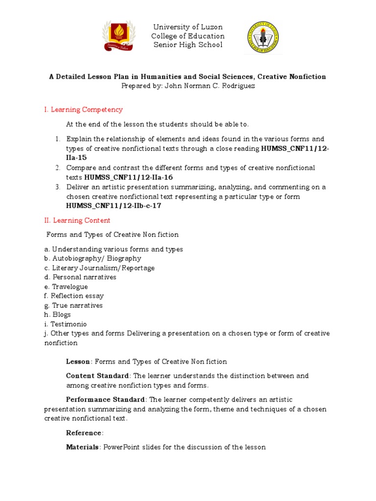 Exploring Creative Nonfiction Forms | PDF | Creative Nonfiction | Narrative