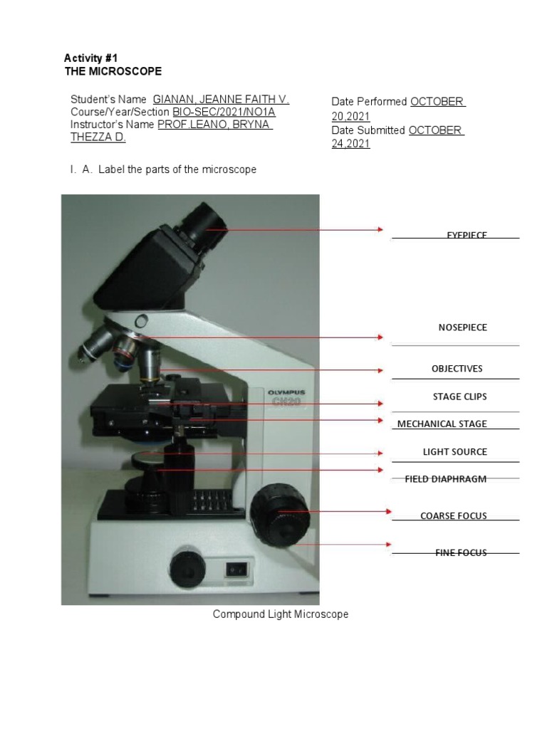 Act01 The Microscope Exercise | PDF | Microscopy | Atomic