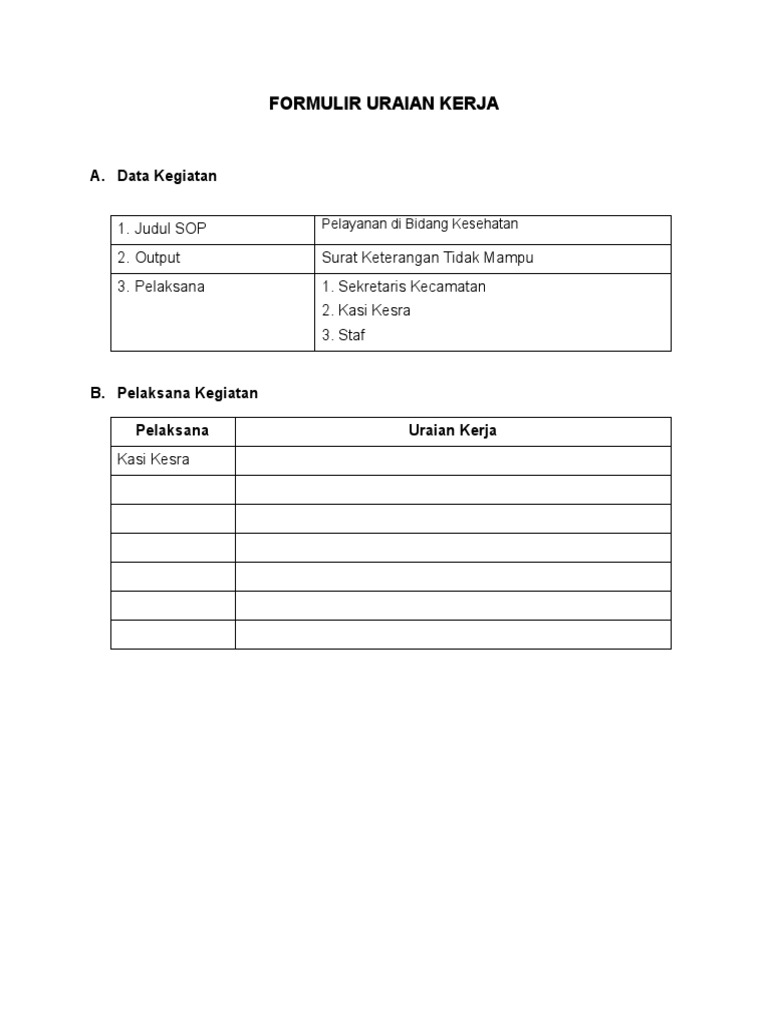Form Lembar Kerja Identifikasi Kegiatan | PDF