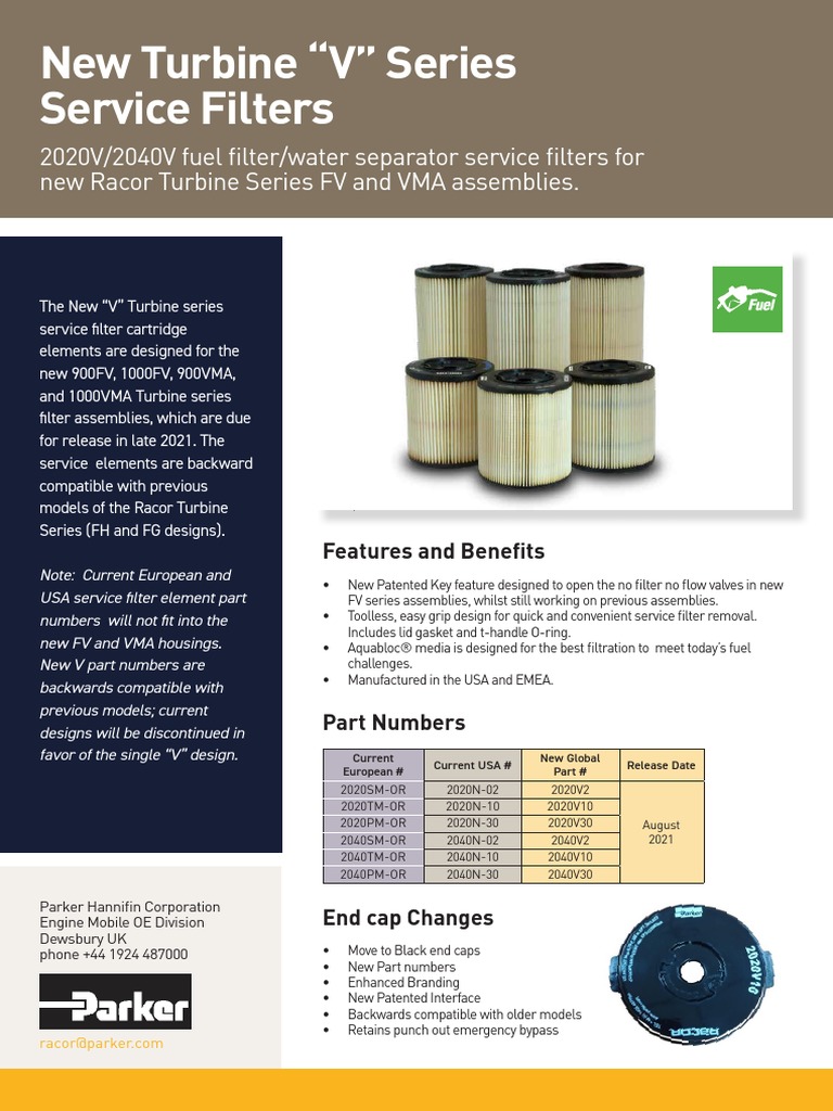 New Turbine V Series Filters PARKER 2020 | PDF