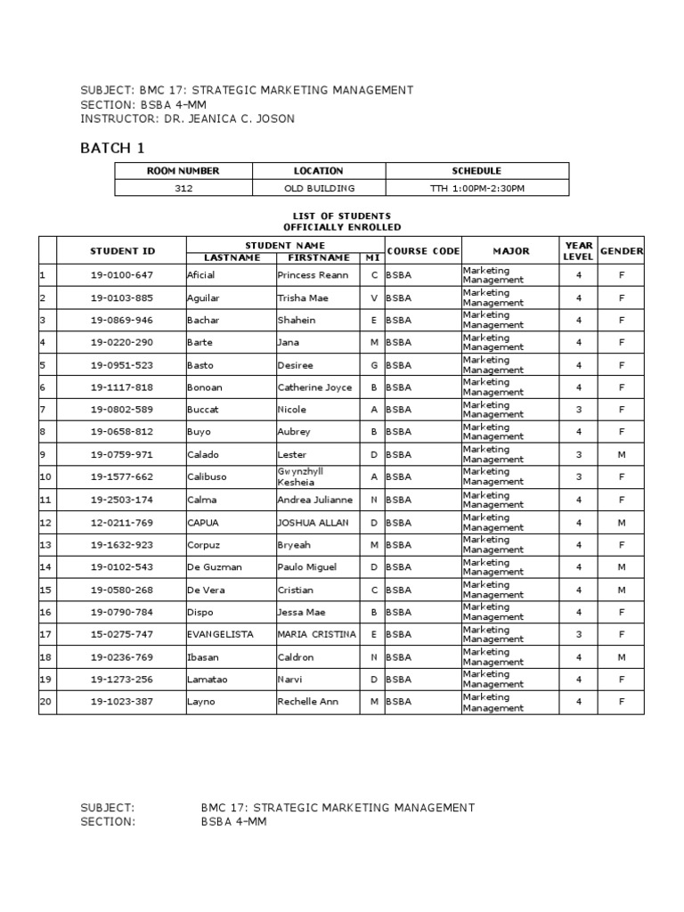 BMC 17 - F2F Class - Per Batch | PDF