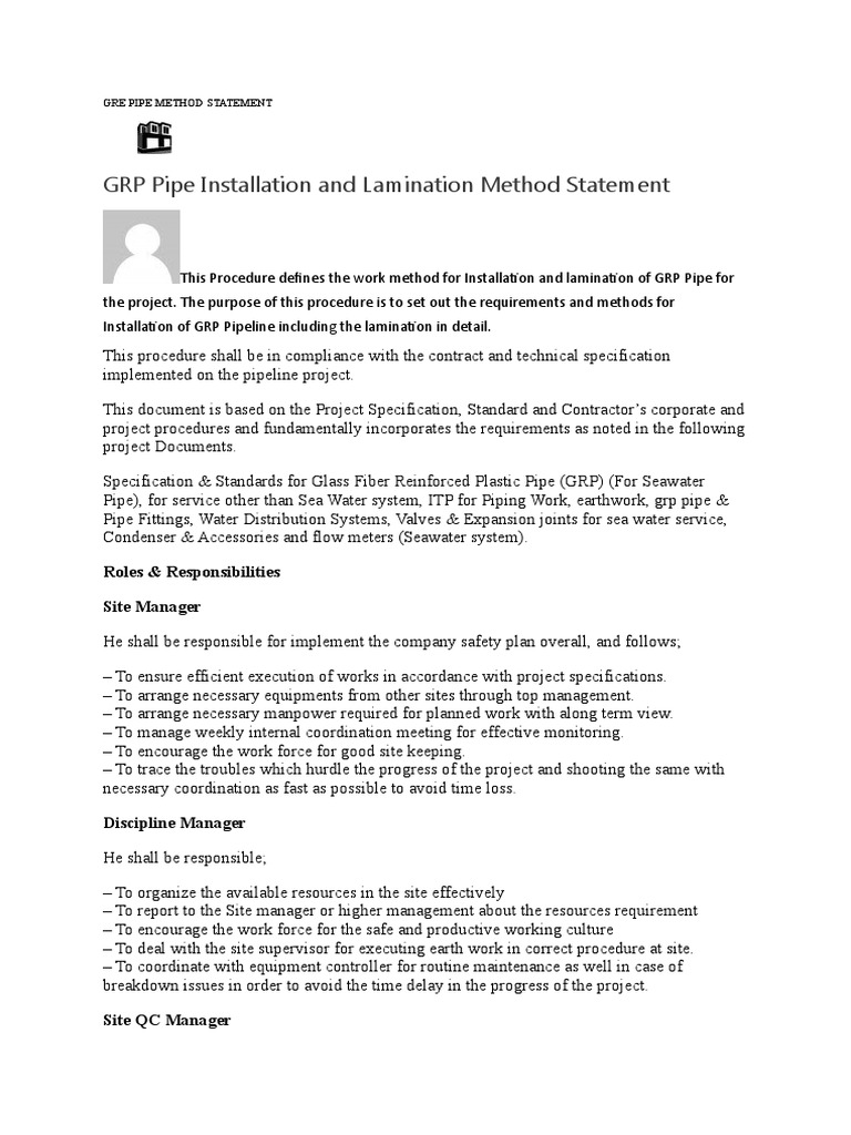 GRP Pipe Installation Guide | PDF | Fiberglass | Pipe (Fluid Conveyance)