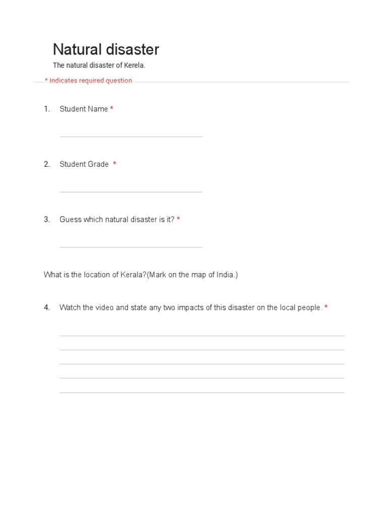 Natural Disaster - Google Forms | PDF