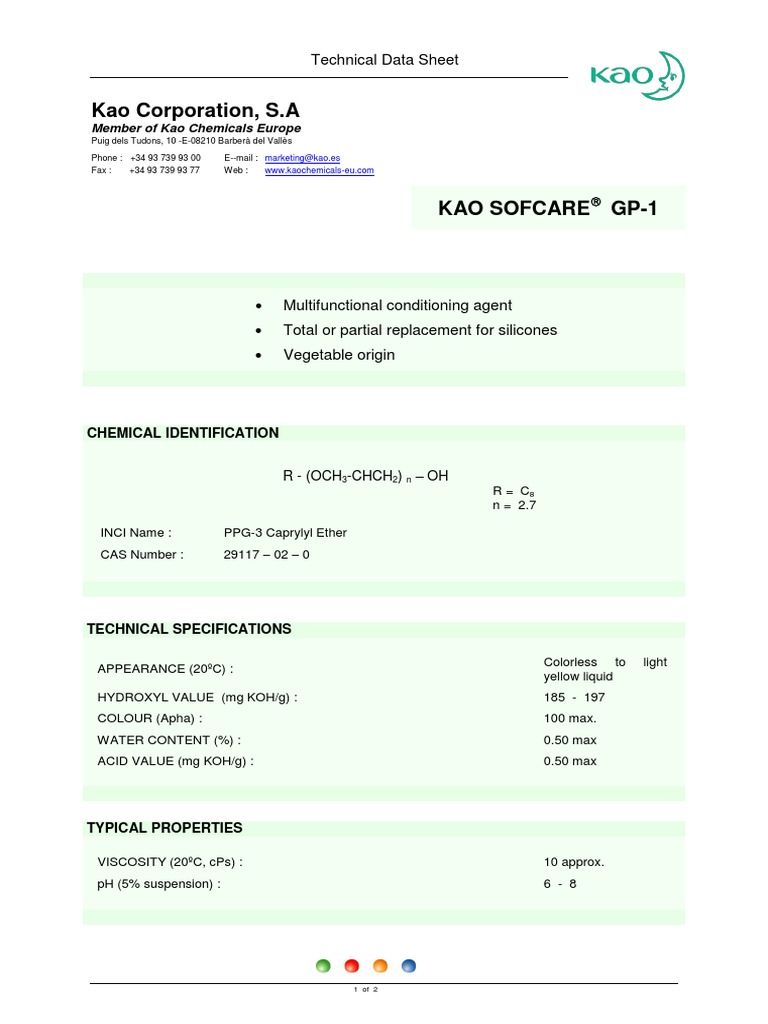 Kao Softcare GP1 TDS | PDF