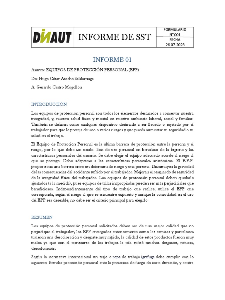 Informe de SST Talara | PDF