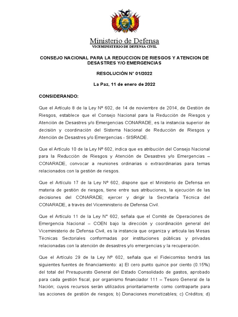 RESOLUCION CONARADE 01 10012022 v2 Final | PDF