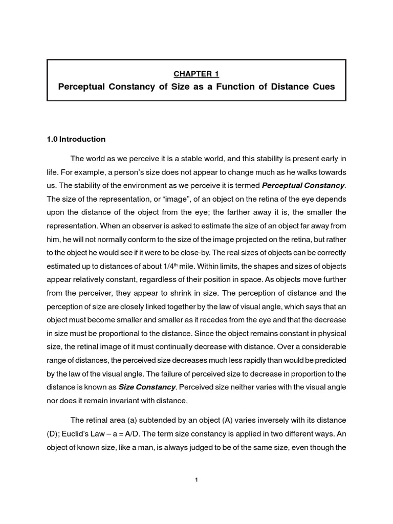 Size Constancy and Distance Perception | PDF | Perception ...