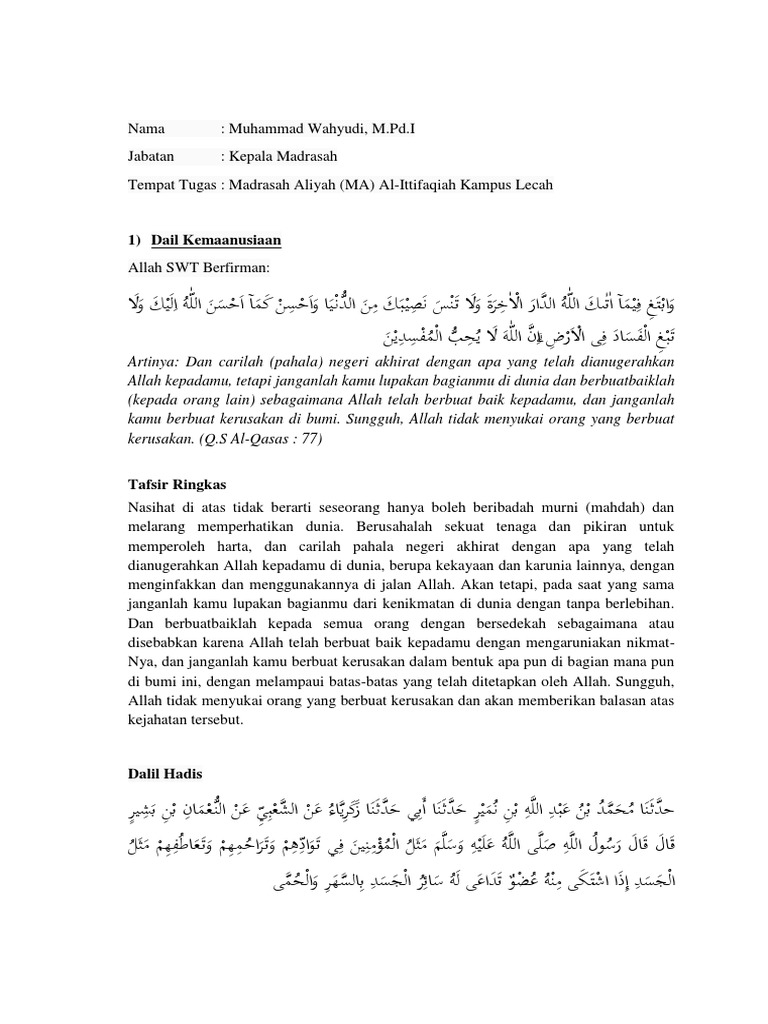 Tugas M Wahyudi Menulis Dalil | PDF