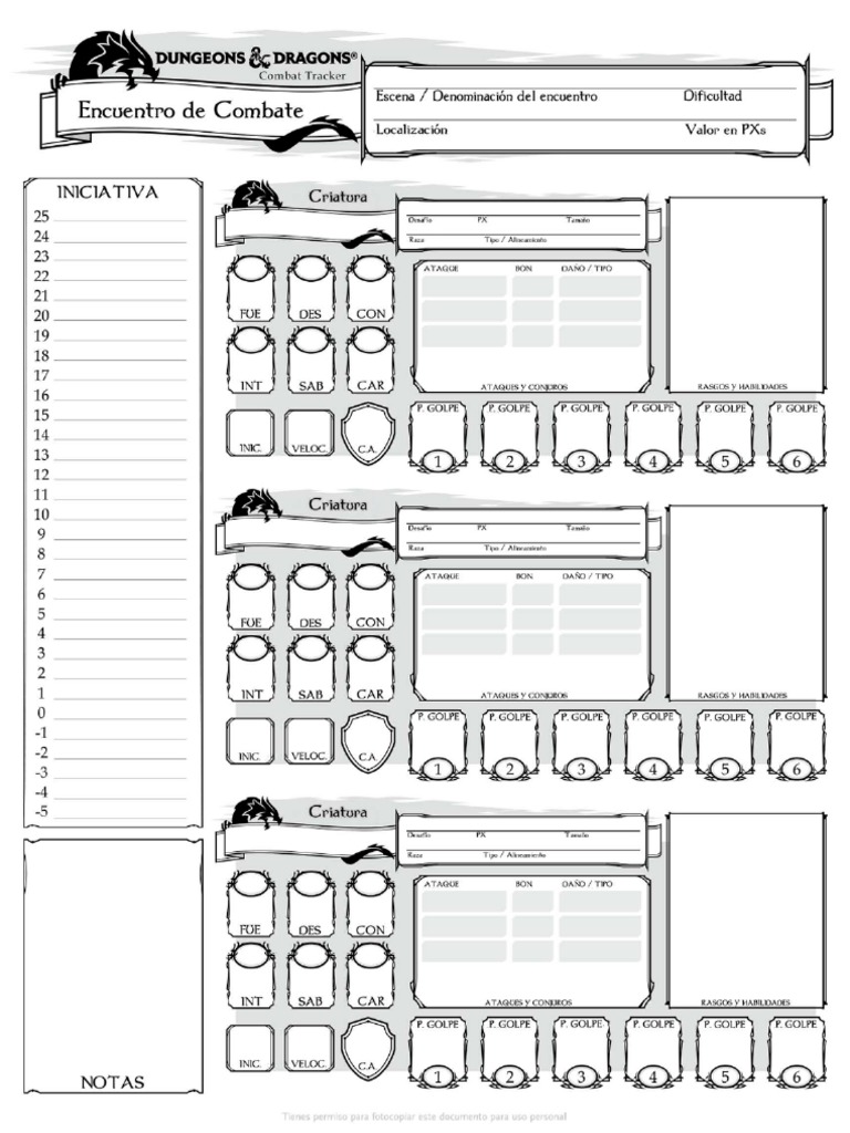 D&D5e - Combat Tracker | PDF