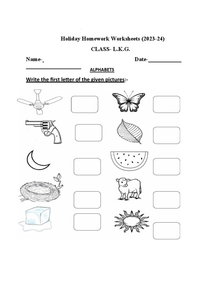 Holiday Homework Class LKG | PDF