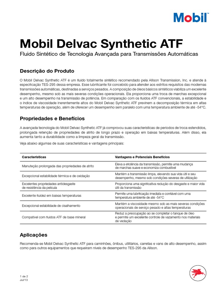 Mobil Delvac Synthetic Atf Pds 2013 | PDF
