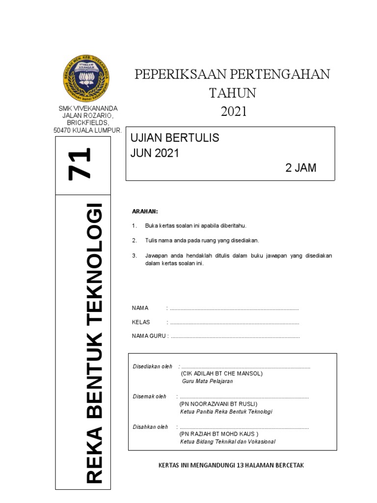 Soalan PPT RBT Form 1 2021 | PDF