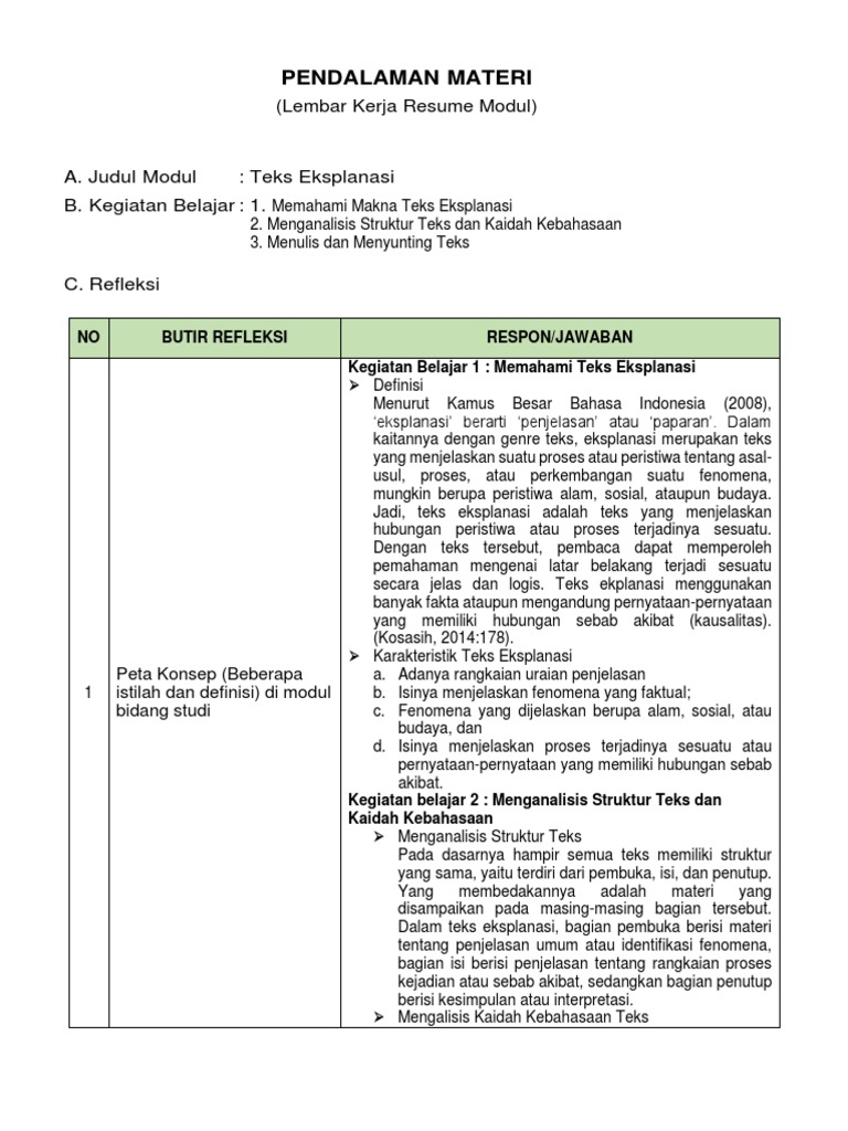 LK - Resume Teks Eksplanasi | PDF