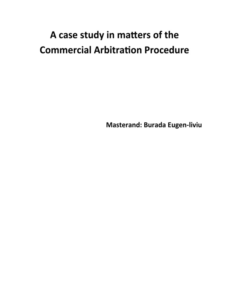 A Case Study in Matters of The Commercial Arbitration Procedure ...