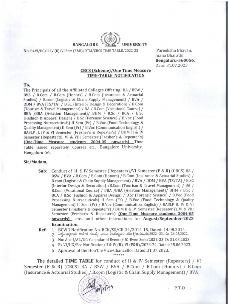 C1R24701time Table Notification (OTM) | PDF
