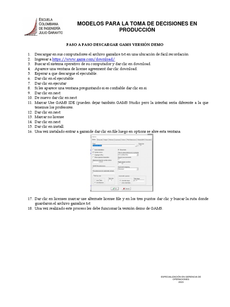 Paso A Paso Descargar GAMS DEMO | PDF