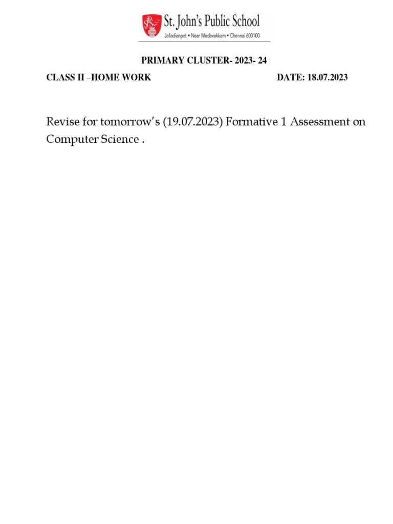 18july FA1 AssessmentReminder Class2 | PDF