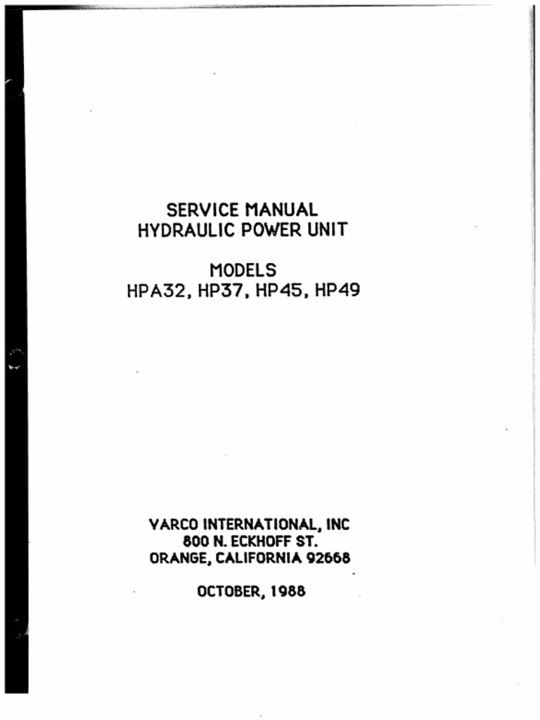 Hpu Models Hpa32, Hp37, Hp45, Hp49 - Manual | PDF