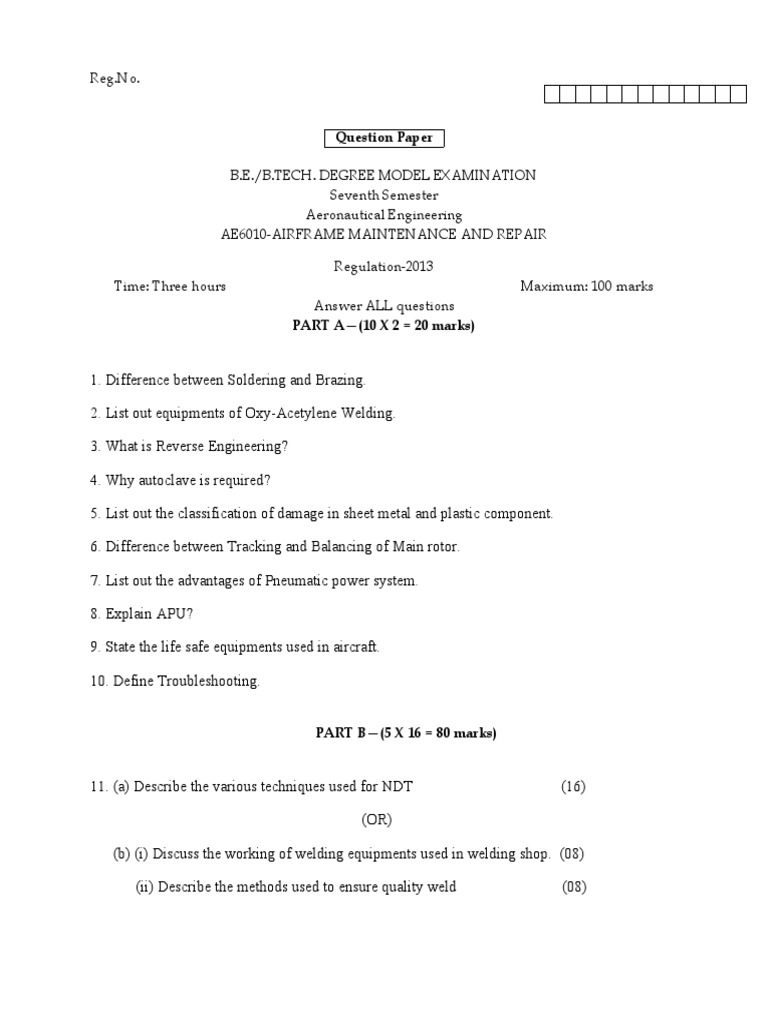 AE6010 - Airframe Maintenance & Repair | PDF