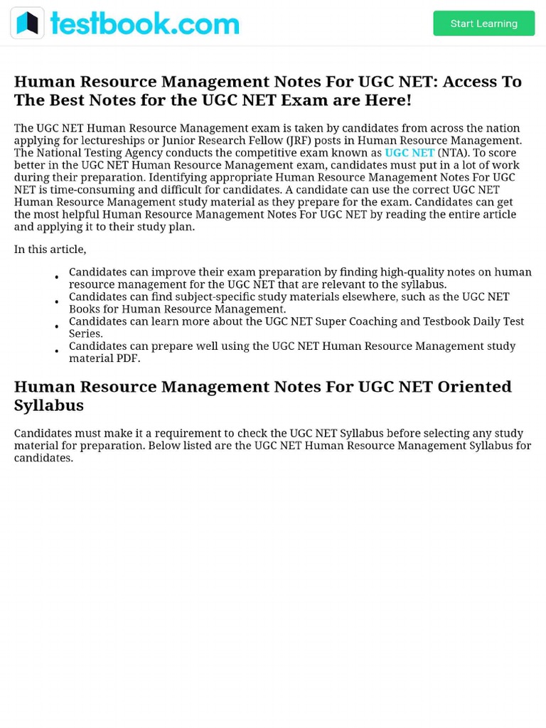 Human Resource Management Notes For UGC NET - Access To The Best Notes ...