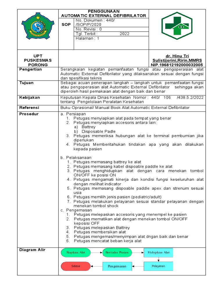 Sop & LK Aed | PDF | Teknologi & Rekayasa