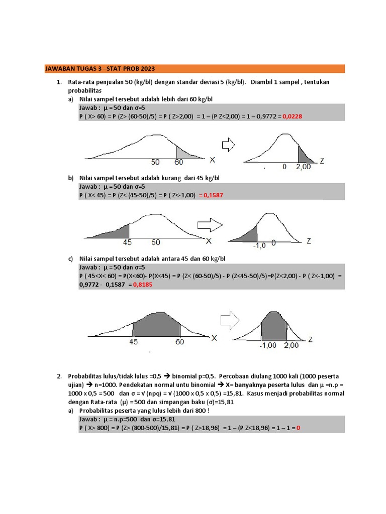 Kunci Jawab Tugas 3 Probstat 2023 | PDF