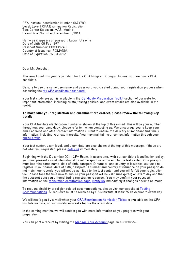 CFA Institute Program Registration | PDF | Passport | Government And ...