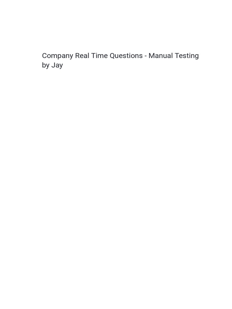 Company Real Time Questions Manual Testing Pdf Software Testing Use Case 