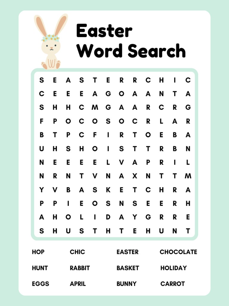 Easter_Word_Search_Worksheet | PDF | Easter | Rabbit