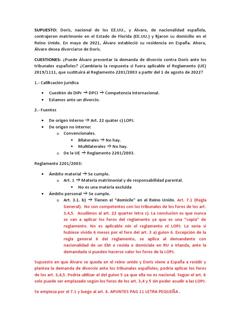 Práctica 3 DIPr | PDF | Divorcio | Justicia