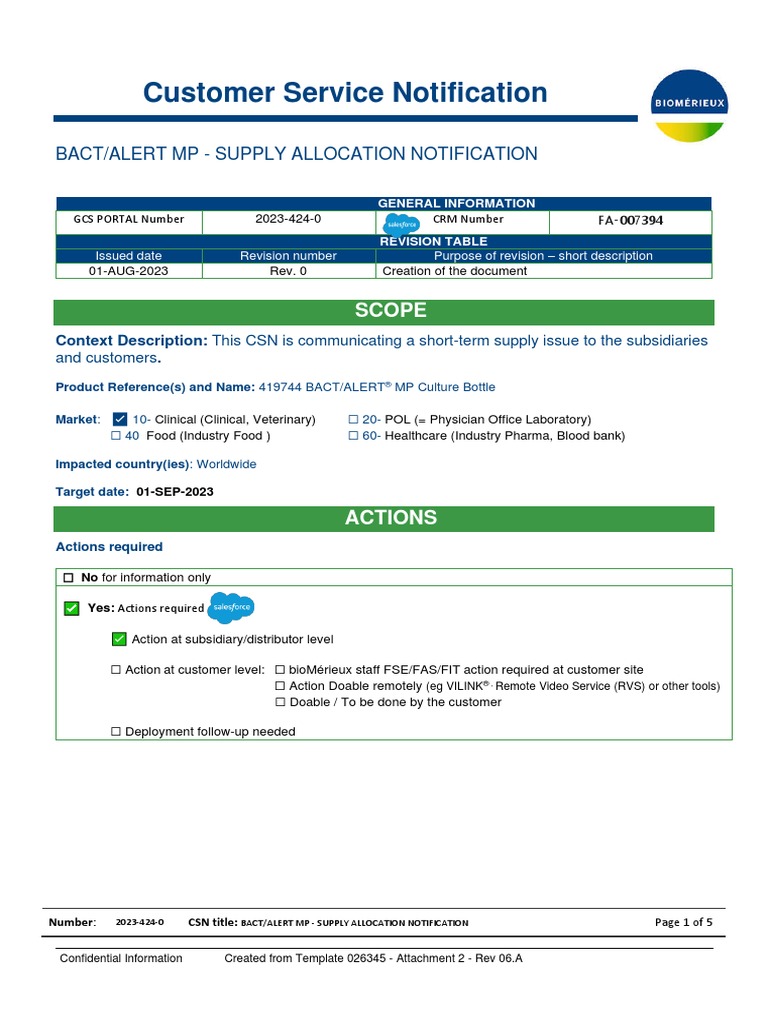 2023-424-0 BACTALERT MP - Supply Allocation Notification | PDF ...