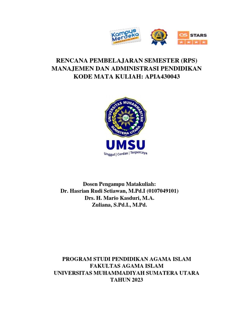 RPS - Manajemen Dan Administrasi Pendidikan | PDF