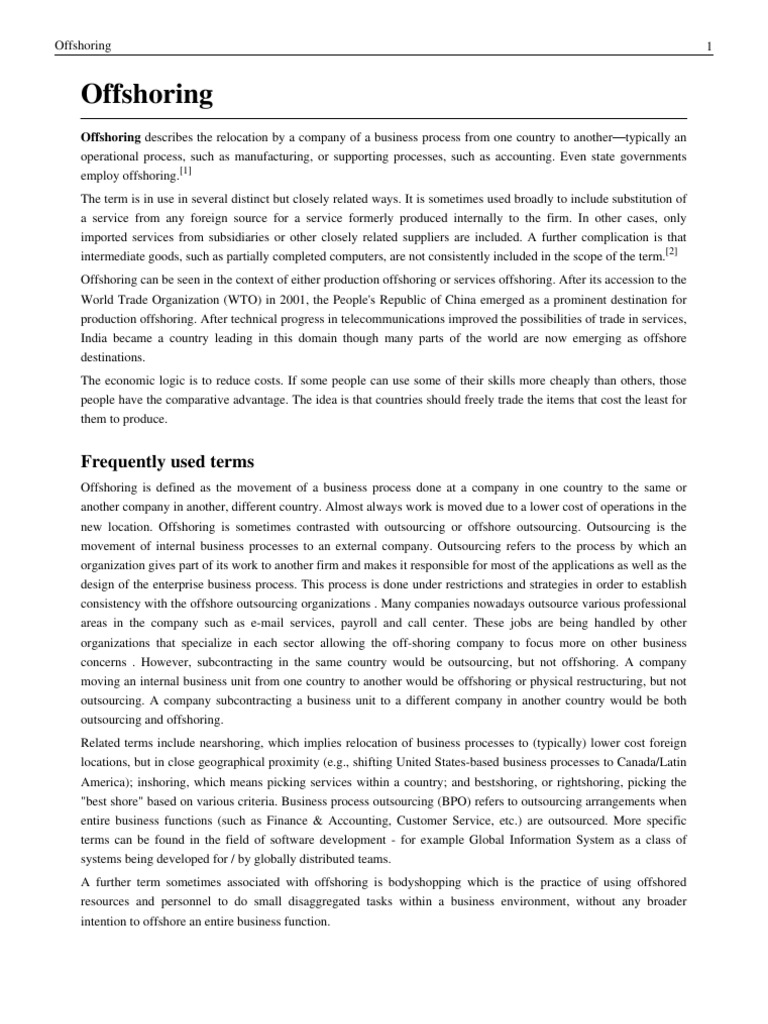 Off Shoring | PDF | Offshoring | Economics