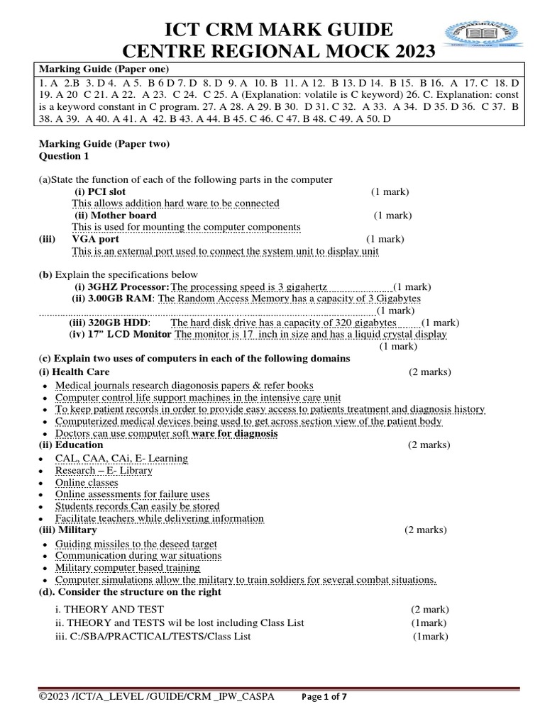 Ict A L p1, p2, Guide CRM | PDF | Printer (Computing) | Operating System