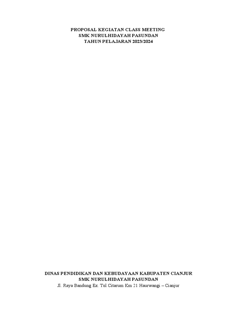 Proposal Kegiatan Class Meeting | PDF